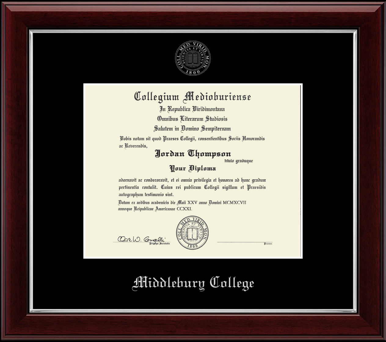 Middlebury College Silver Embossed Diploma Frame in Gallery Silver ...