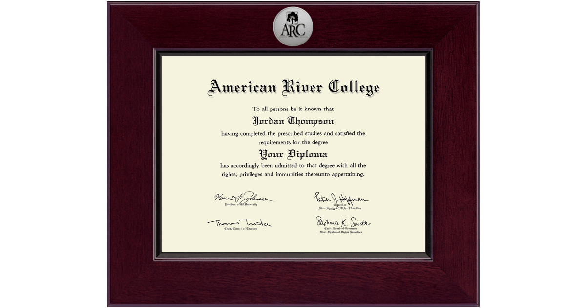 Century Silver Engraved Diploma Frame in Cordova American River College ...