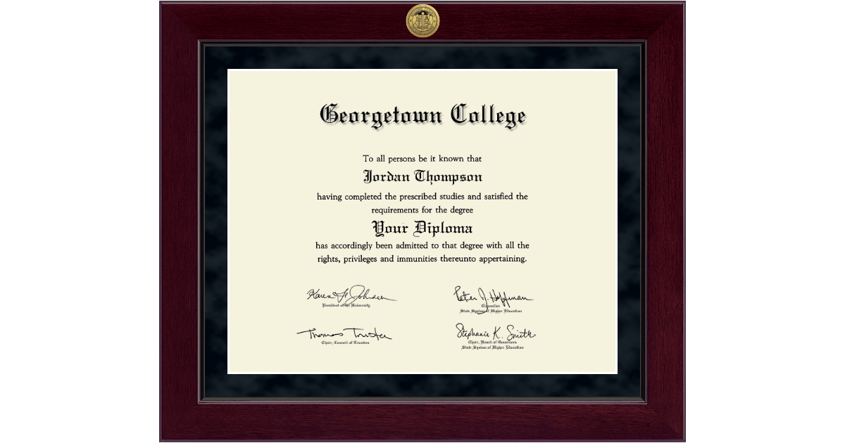 Millennium Gold Engraved Diploma Frame in Cordova Georgetown College ...
