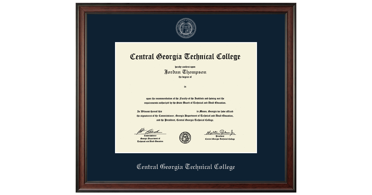 Silver Embossed Diploma Frame in Studio Central Georgia Technical ...