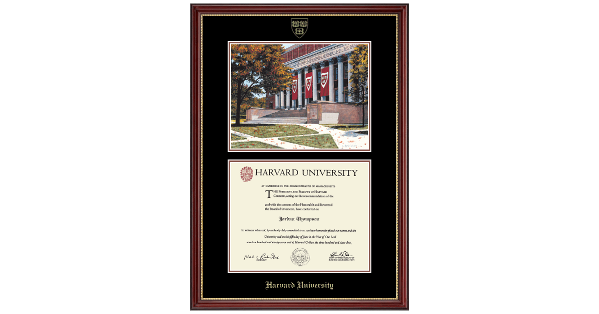 Campus Scene Edition Diploma Frame in Kensington Gold Harvard ...
