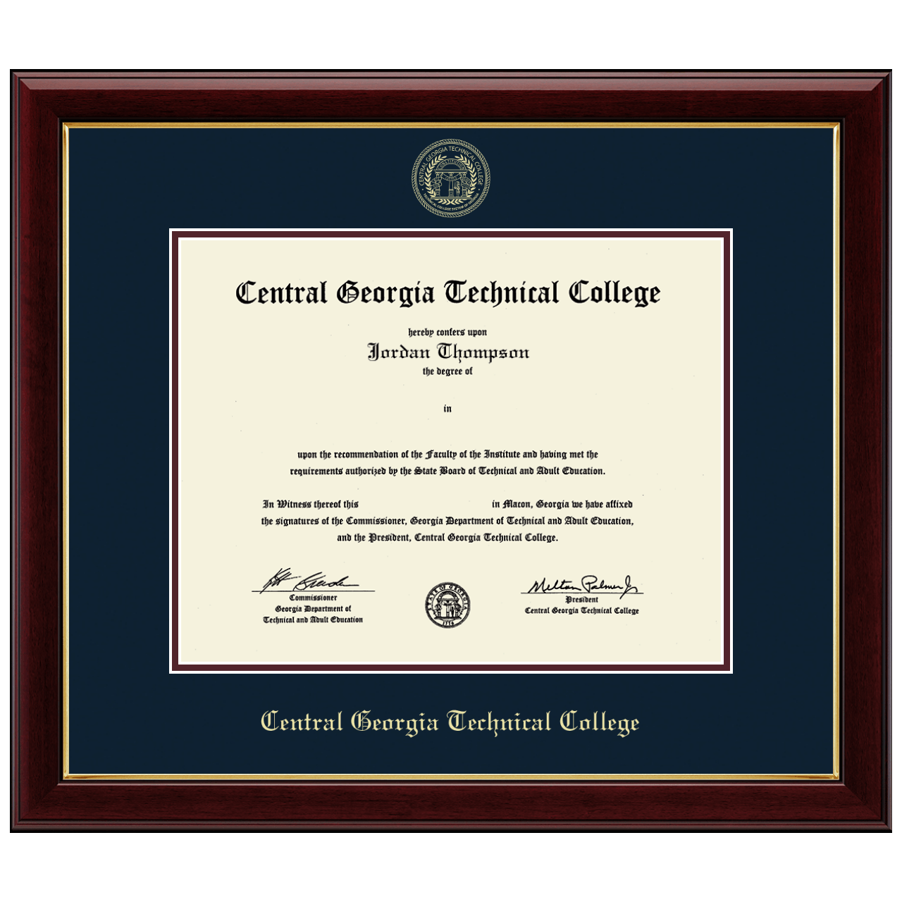 Gold Embossed Diploma Frame in Gallery Central Georgia Technical ...