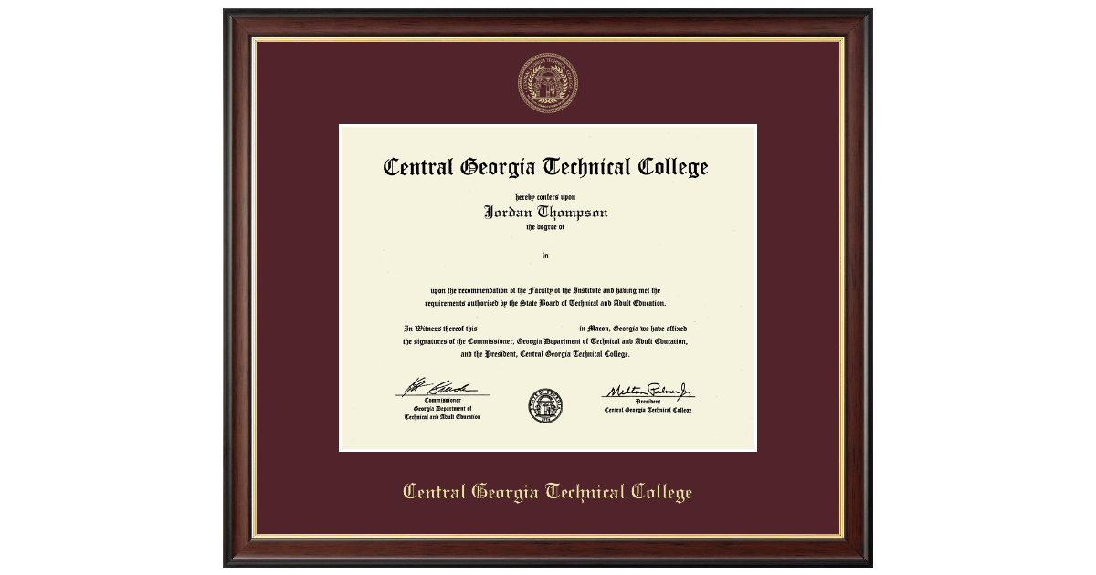 Gold Embossed Diploma Frame in Studio Gold Central Georgia Technical ...