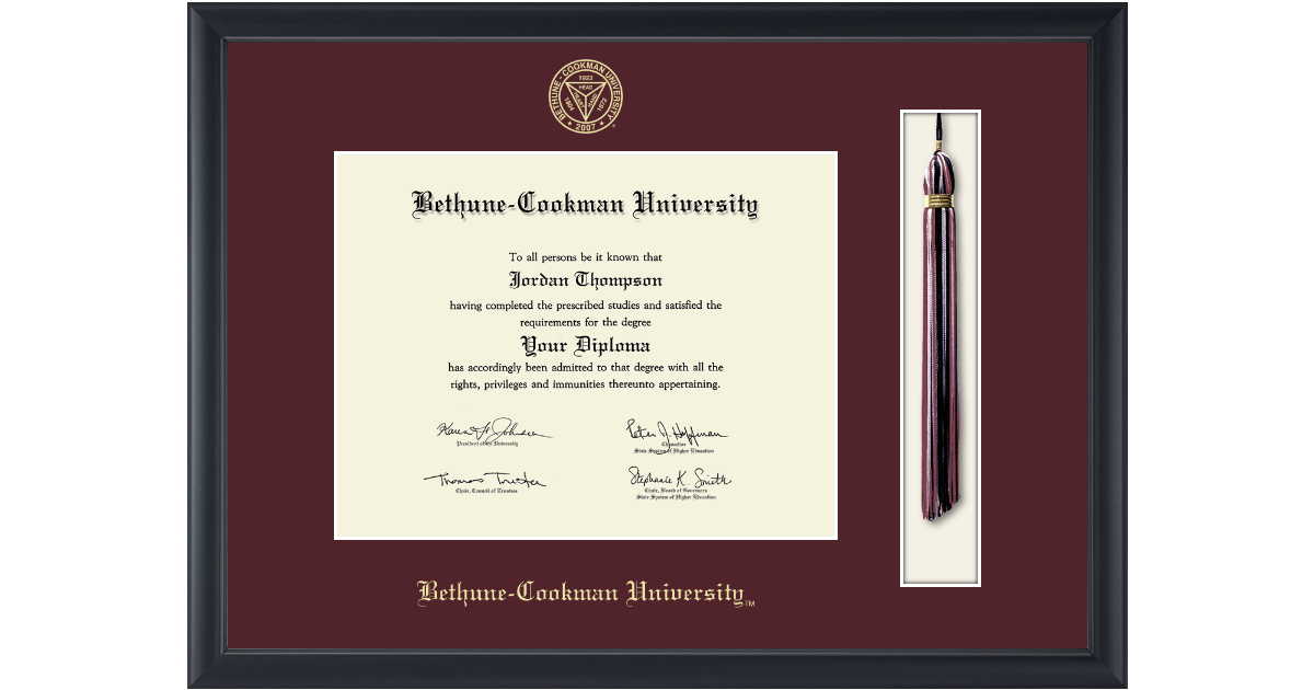 Tassel & Cord Diploma Frame in Obsidian Bethune-Cookman University ...