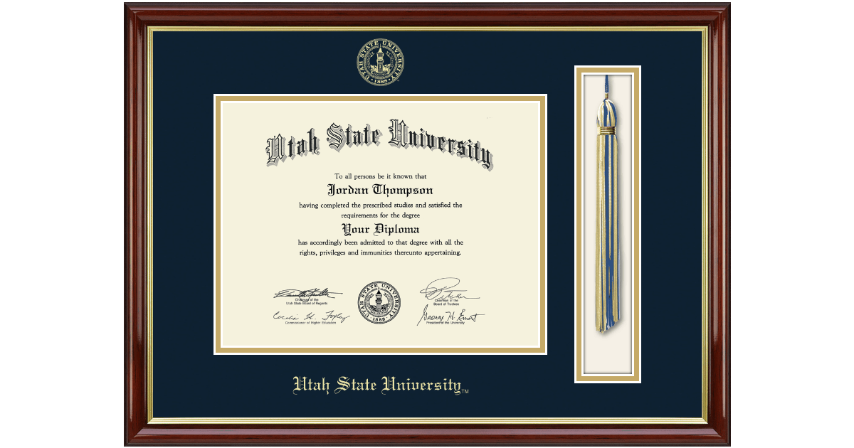 Tassel & Cord Diploma Frame in Southport Gold Utah State University ...