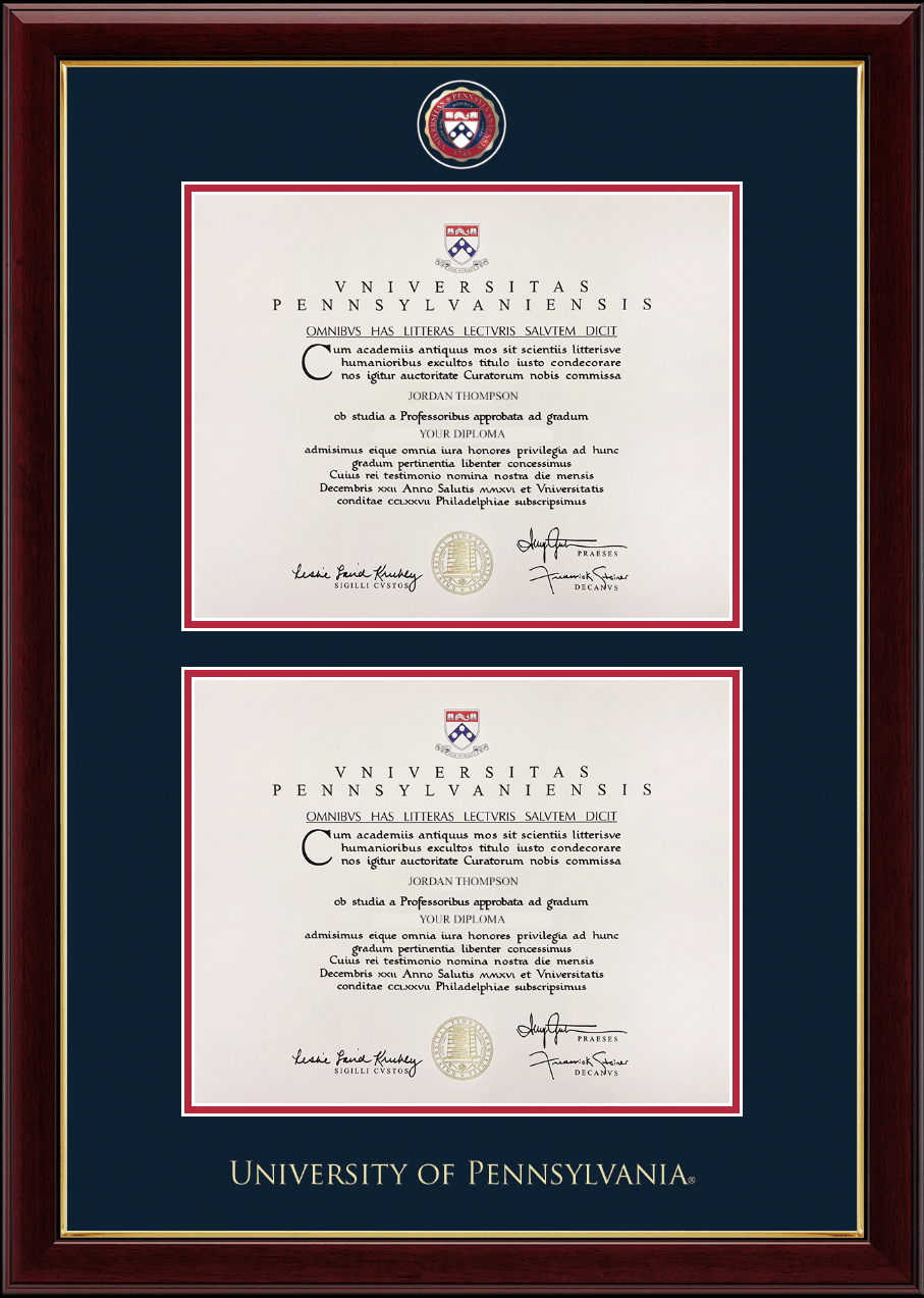 University of Pennsylvania Masterpiece Medallion Double Diploma Frame ...