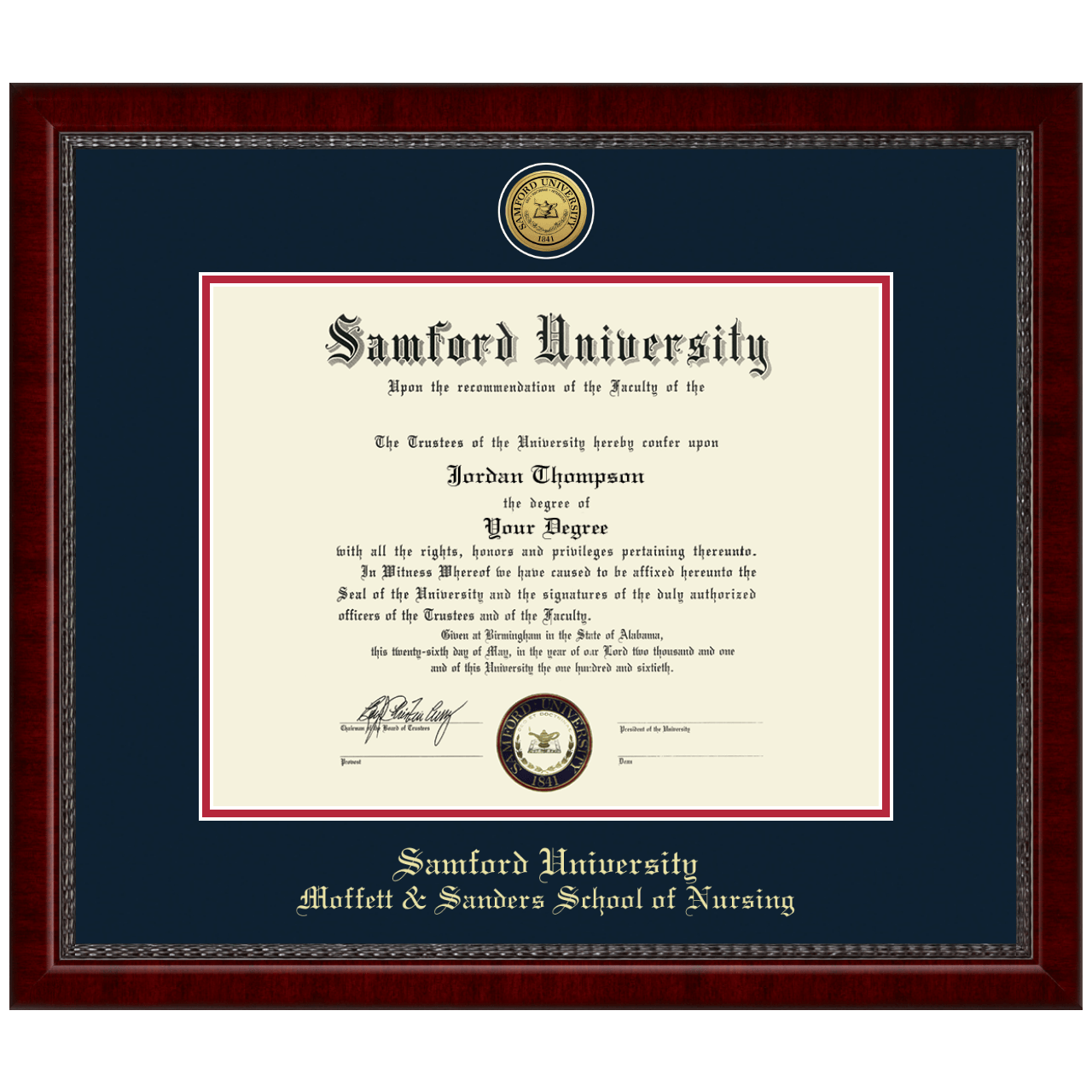 Gold Engraved Medallion Diploma Frame in Sutton Samford University ...