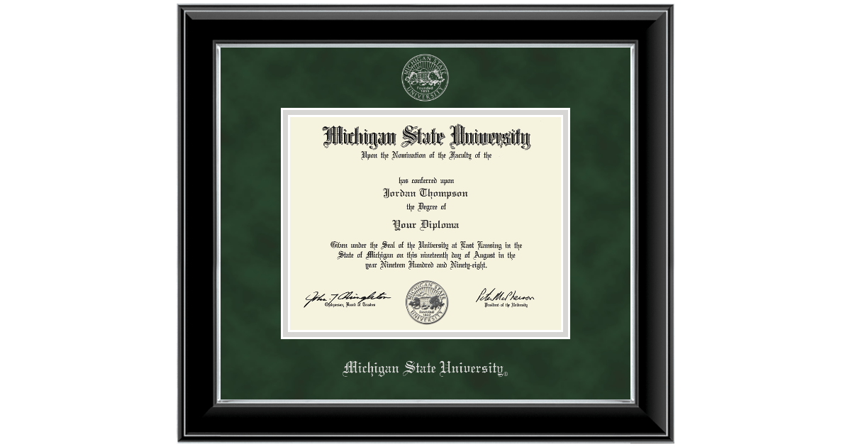 Pre-2005- Silver Embossed Diploma Frame in Onyx Silver Michigan State ...
