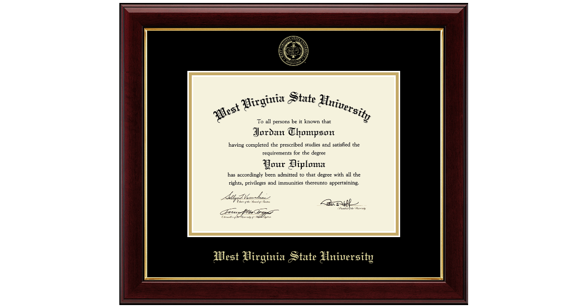 Gold Embossed Diploma Frame in Gallery West Virginia State University ...