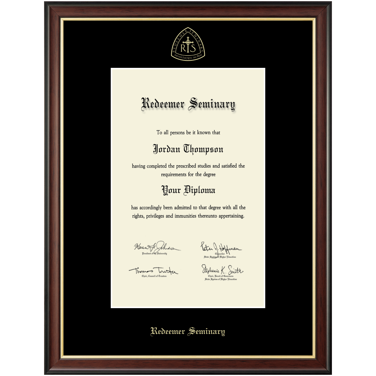 Gold Embossed Diploma Frame in Studio Gold Redeemer Seminary - Item #267165