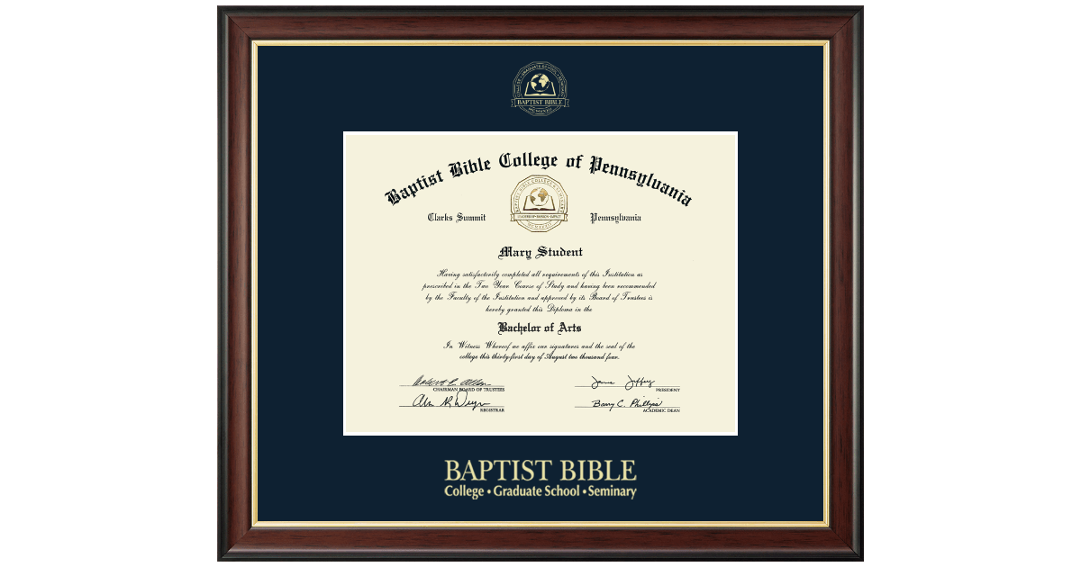 Gold Embossed Diploma Frame in Studio Gold Baptist Bible College and ...