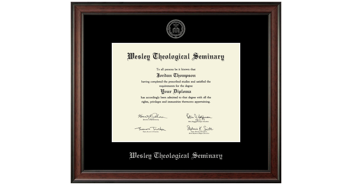 Silver Embossed Diploma Frame in Studio Wesley Theological Seminary ...