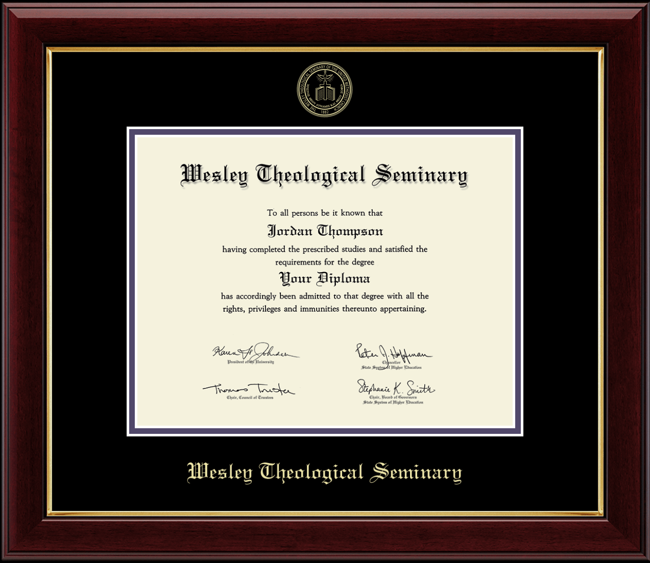 Wesley Theological Seminary Gold Embossed Diploma Frame in Gallery ...