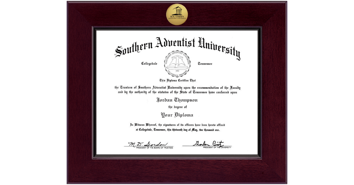 Century Gold Engraved Diploma Frame in Cordova Southern Adventist ...