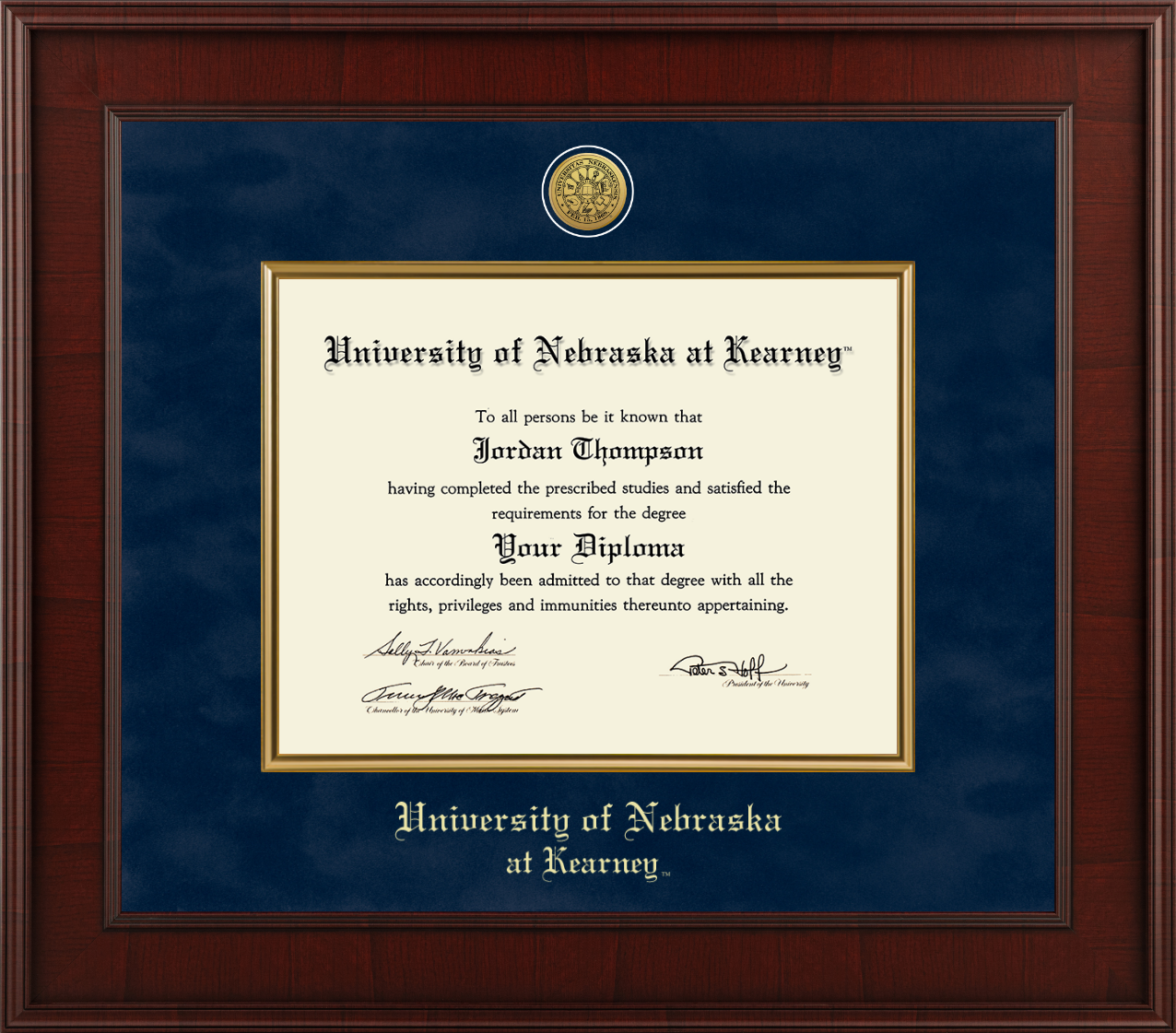 University of Nebraska Kearney Presidential Gold Engraved Diploma Frame ...