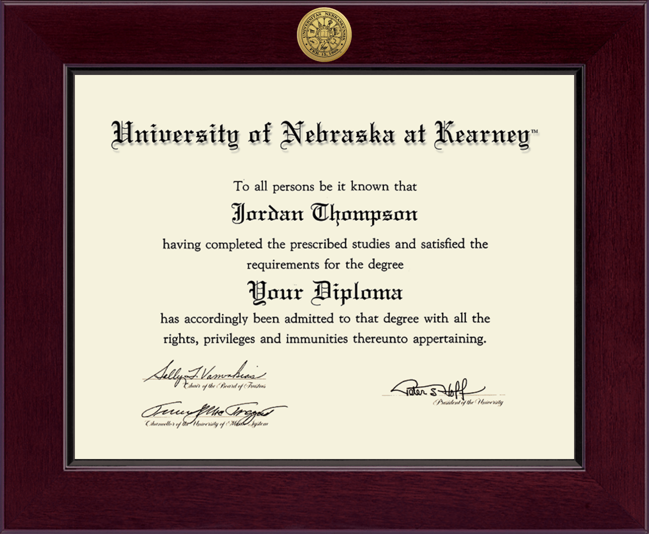 University of Nebraska Kearney Century Gold Engraved Diploma Frame in ...