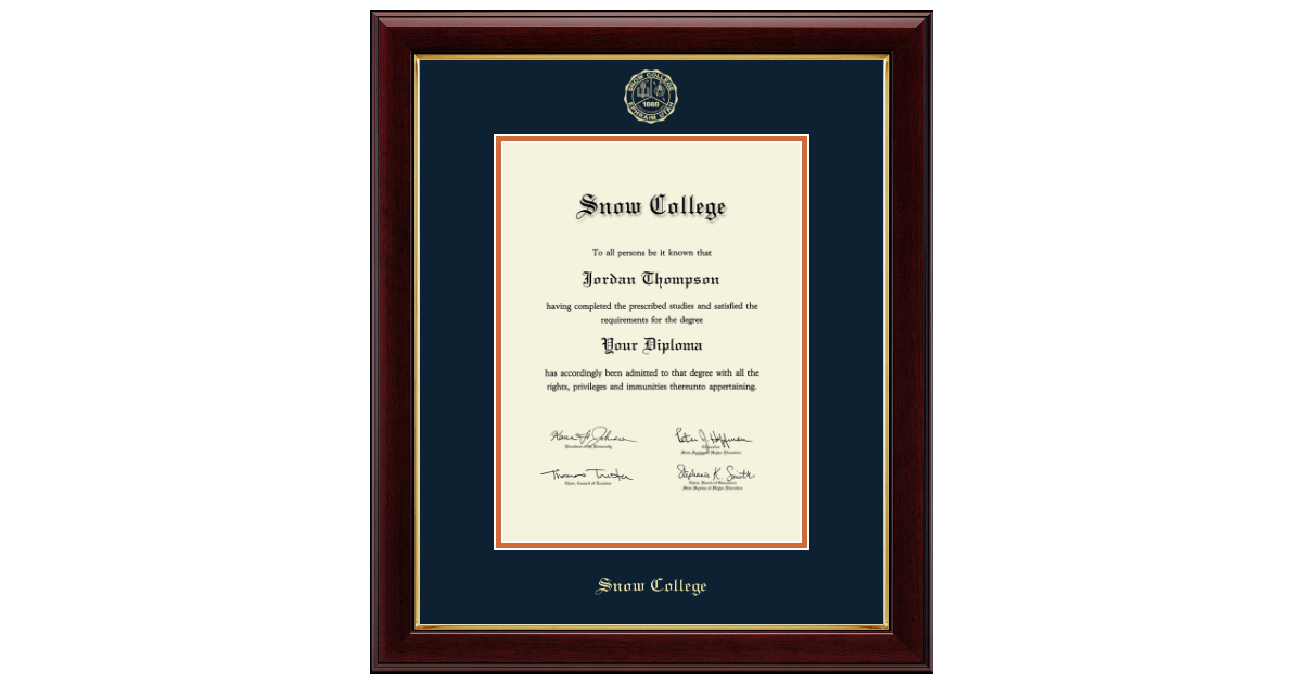 Gold Embossed Diploma Frame in Gallery Snow College - Item #268157