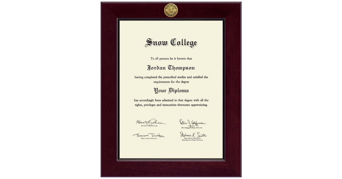 Century Gold Engraved Diploma Frame in Cordova Snow College - Item #268160