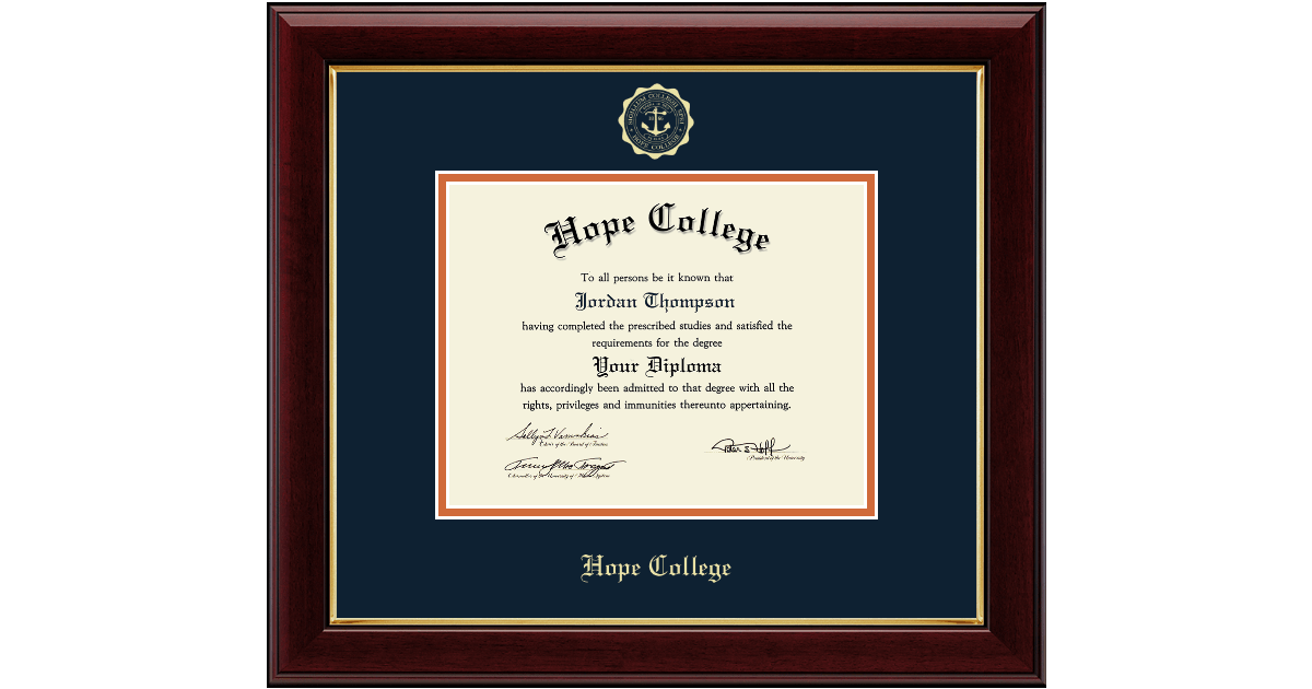 Gold Embossed Diploma Frame in Gallery Hope College - Item #269945