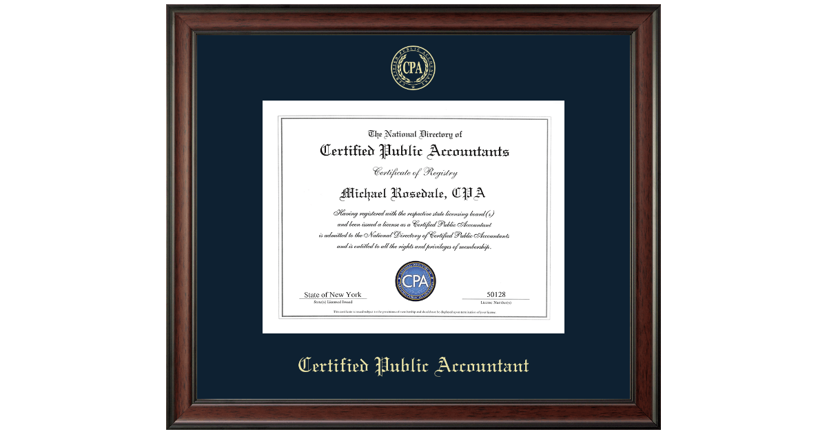Gold Embossed Certificate Frame in Studio CPA Directory Inc. - Item ...