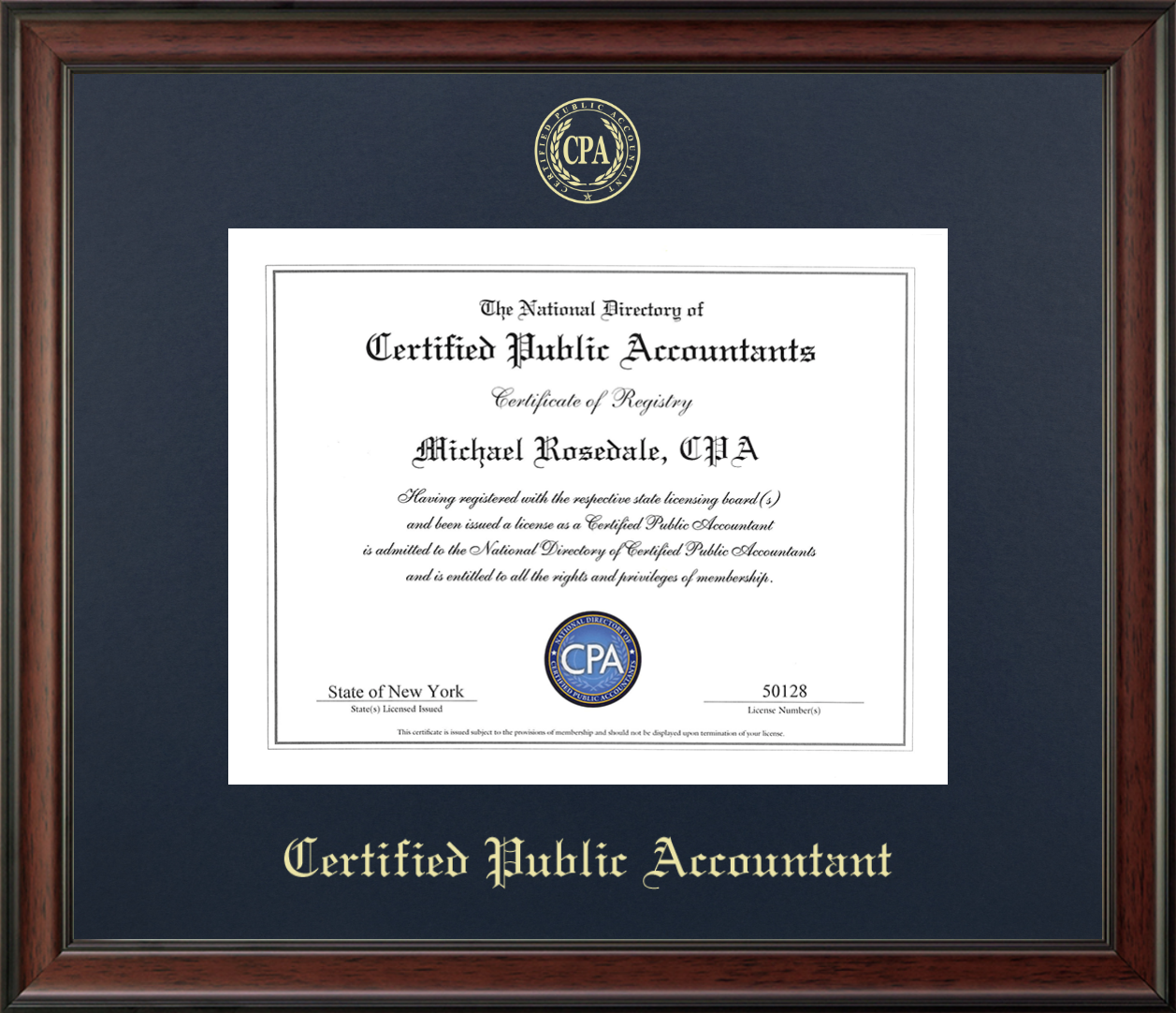 CPA Directory Inc. Gold Embossed Certificate Frame in Studio - Item ...