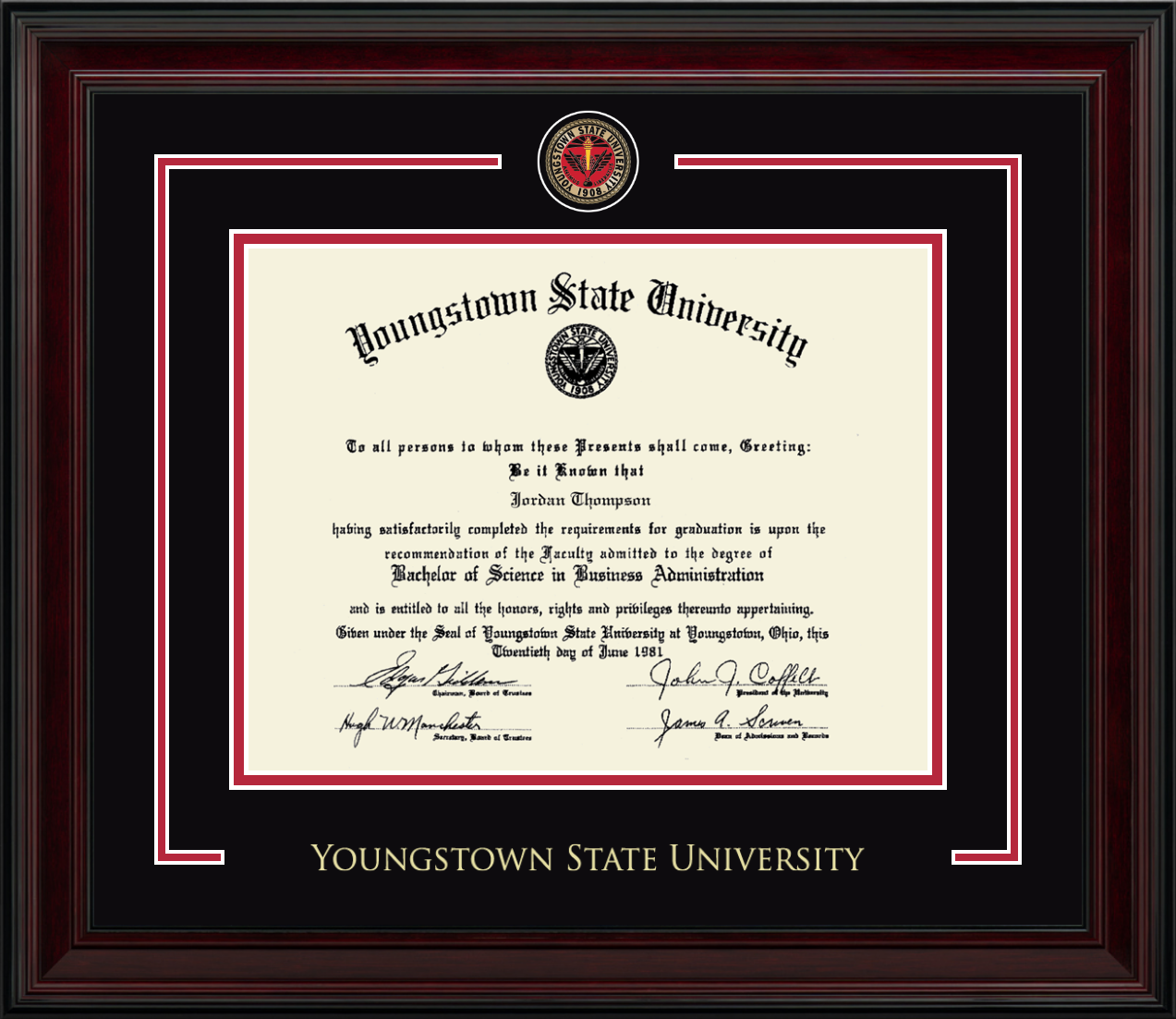 Youngstown State University Showcase Edition Diploma Frame in Encore ...