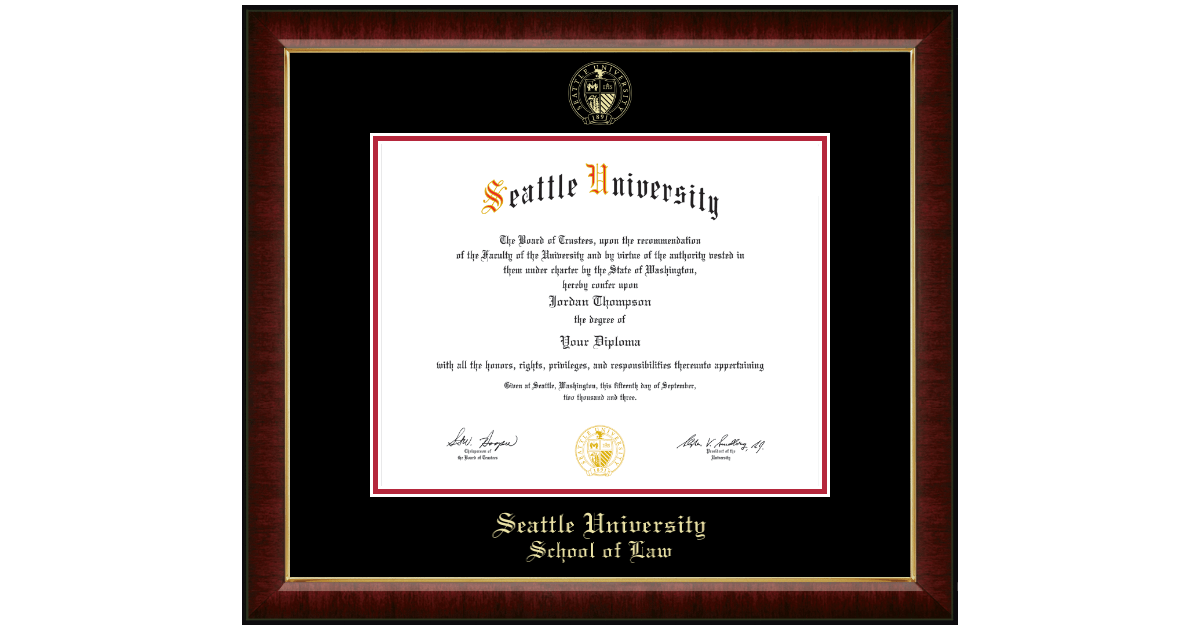 Gold Embossed Diploma Frame in Murano Seattle University - Item #270877