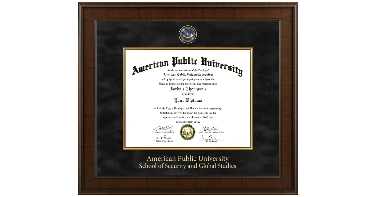 APU School of Security and Global Studies Diploma Frames