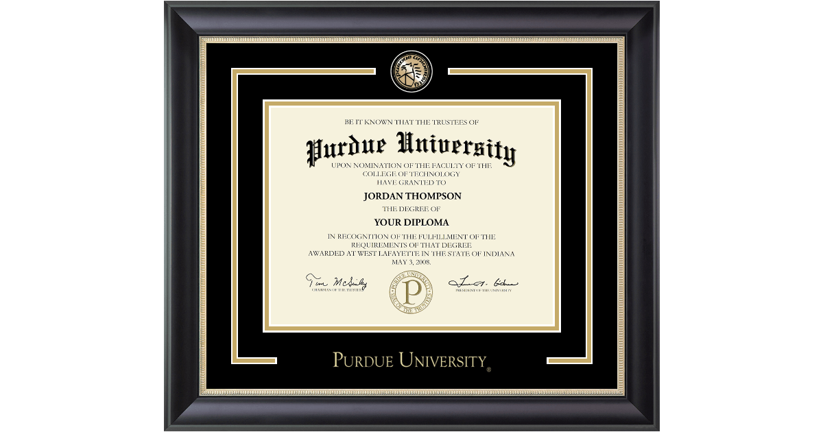 Masters/PhD - Showcase Edition Diploma Frame in Noir Purdue University ...