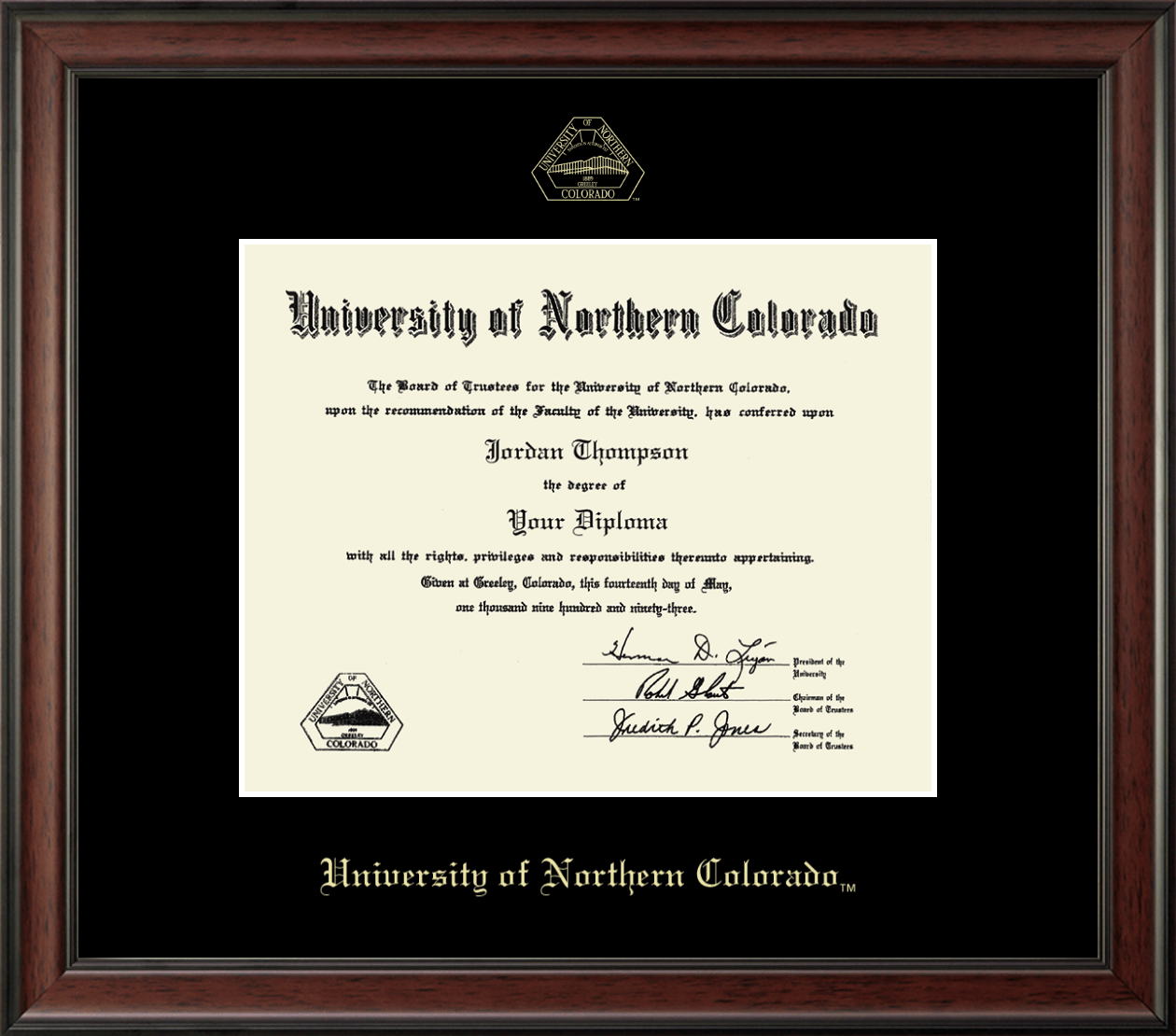 University of Northern Colorado Gold Embossed Diploma Frame in Studio - Item #273416
