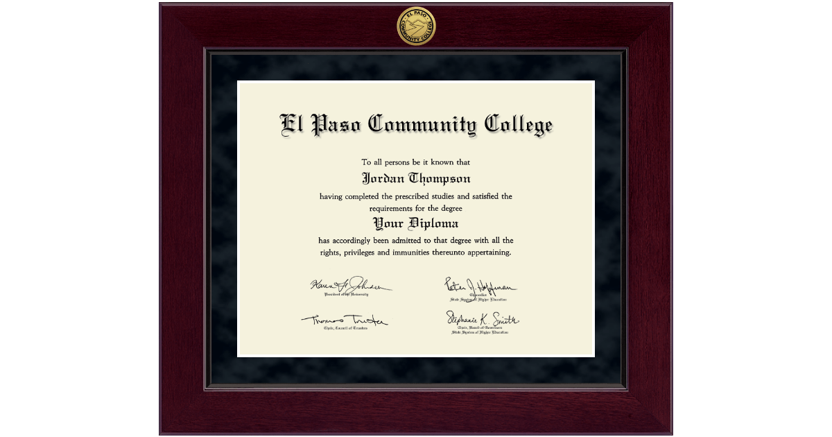 Millennium Gold Engraved Diploma Frame in Cordova El Paso Community ...
