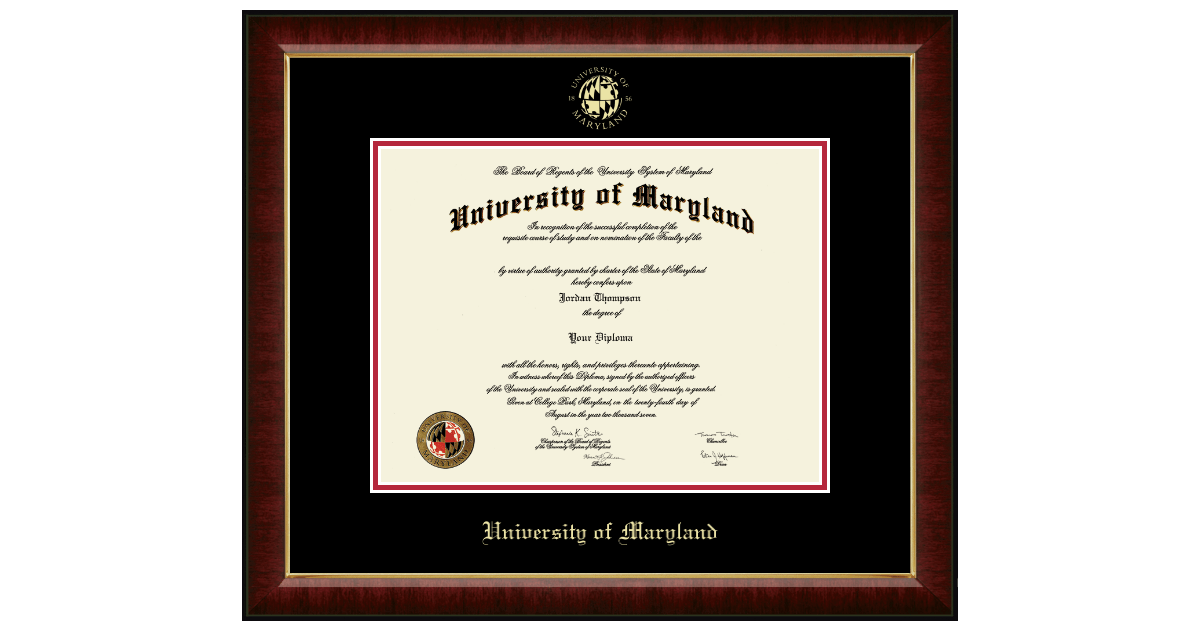 Gold Embossed Diploma Frame in Murano University of Maryland, College ...