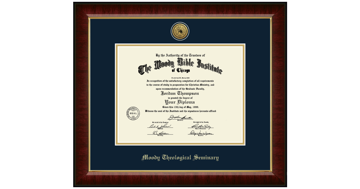 Moody Bible Institute Moody Theological Seminary Diploma Frames