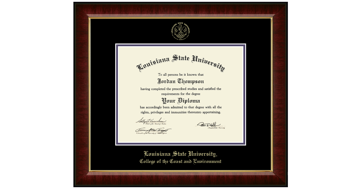 Gold Embossed Diploma Frame in Murano Louisiana State University - Item ...