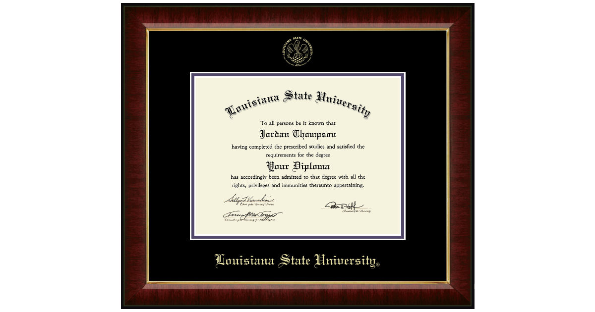 Gold Embossed Diploma Frame in Murano Louisiana State University - Item ...