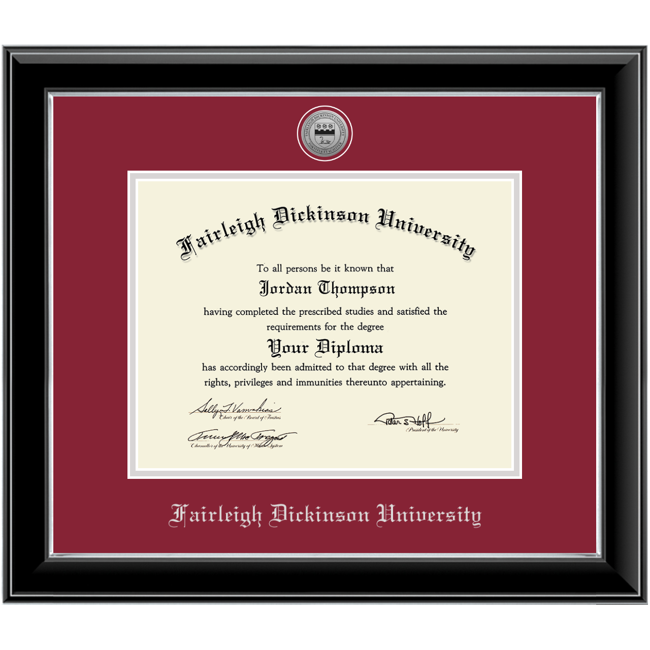 Silver Engraved Medallion Diploma Frame in Onyx Silver Fairleigh ...