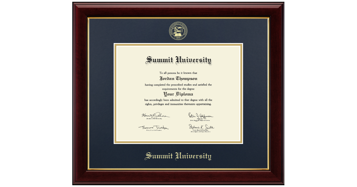 Gold Embossed Diploma Frame in Gallery Summit University - Item #276657