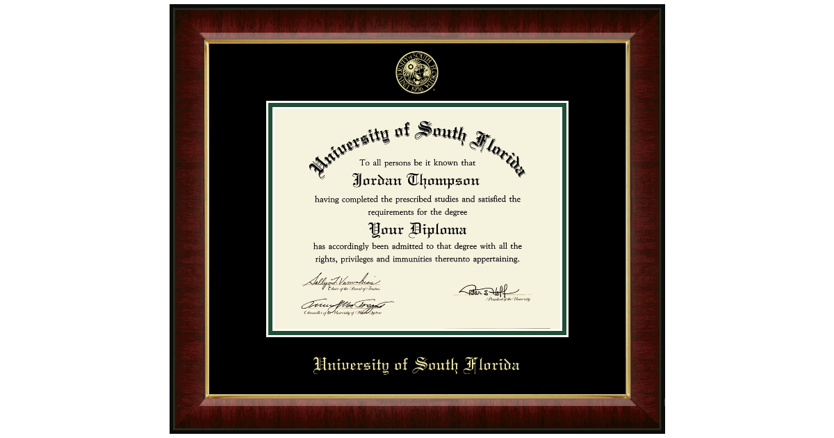 Gold Embossed Diploma Frame in Murano University of South Florida ...