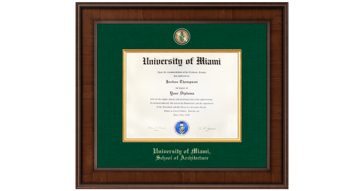 Presidential Masterpiece Diploma Frame in Madison University of Miami ...
