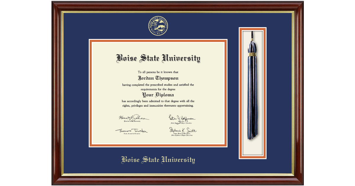 Tassel & Cord Diploma Frame in Southport Gold Boise State University ...