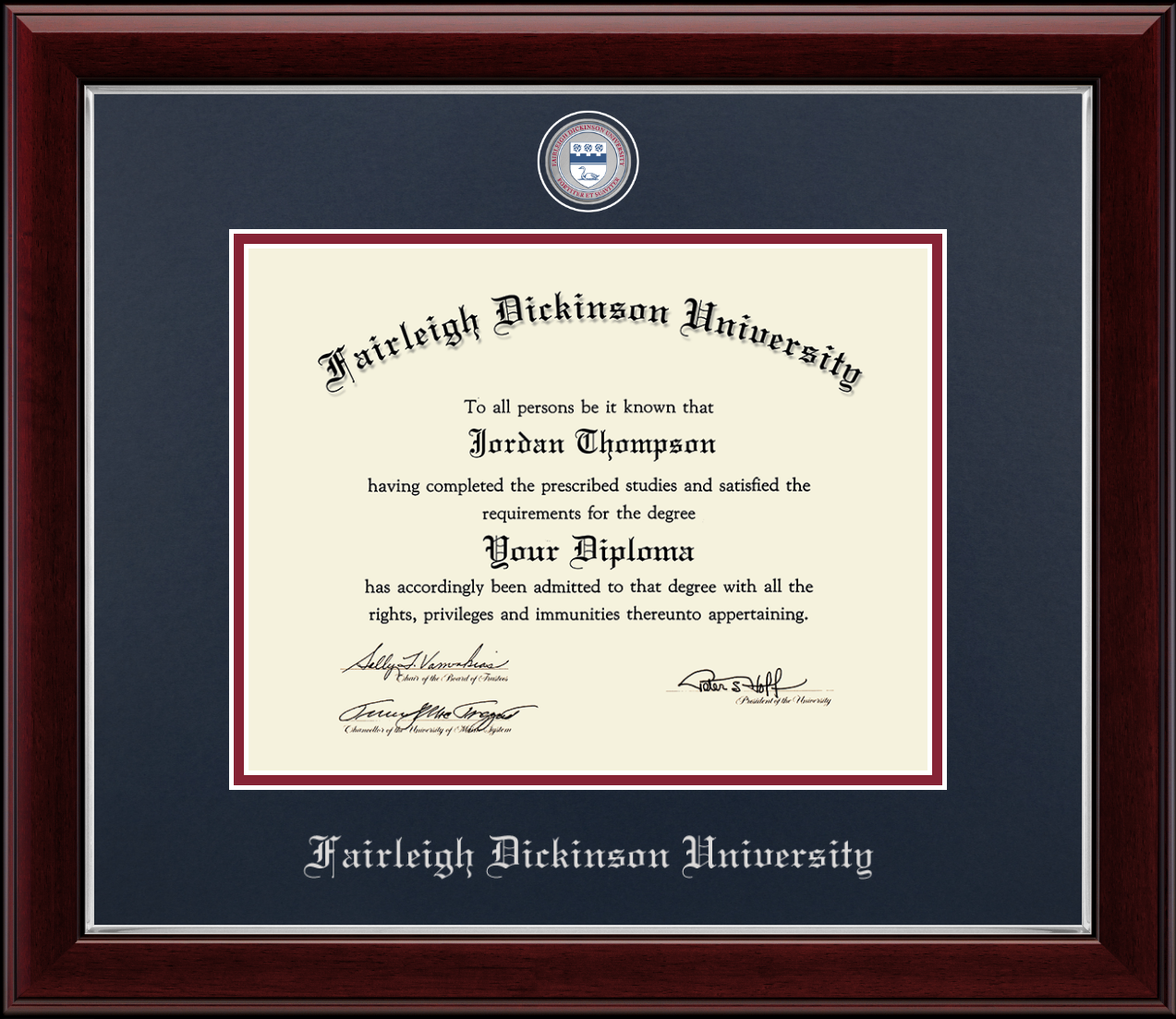 Fairleigh Dickinson University Masterpiece Medallion Diploma Frame in Gallery Silver - Item #277212