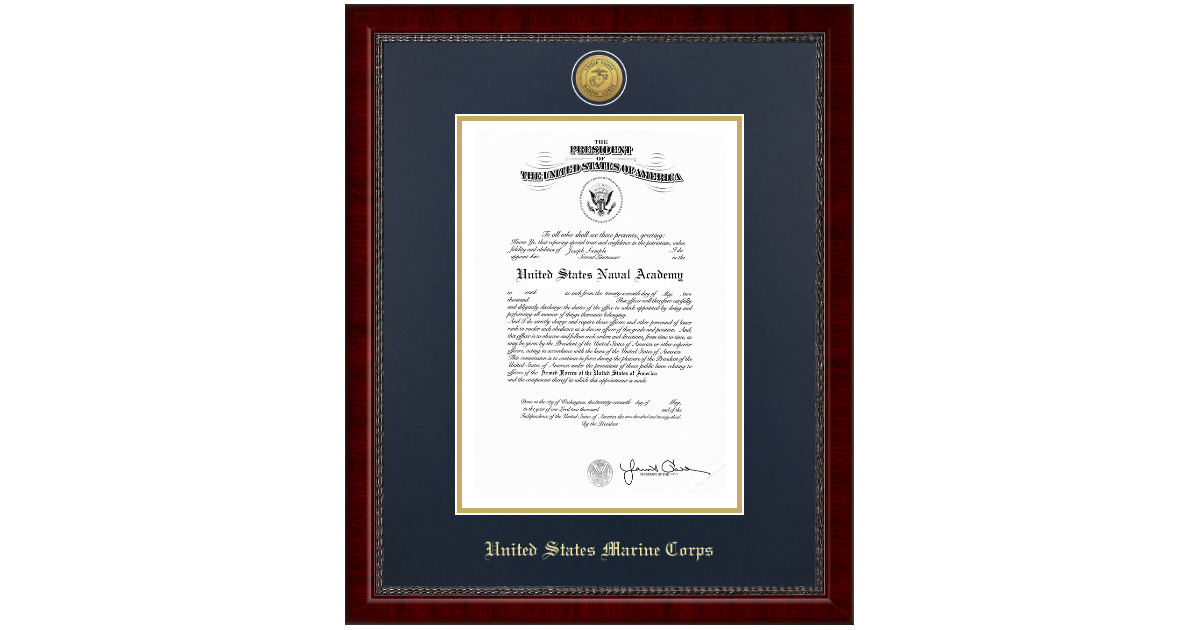 Gold Engraved Medallion Certificate Frame in Sutton United States Naval ...