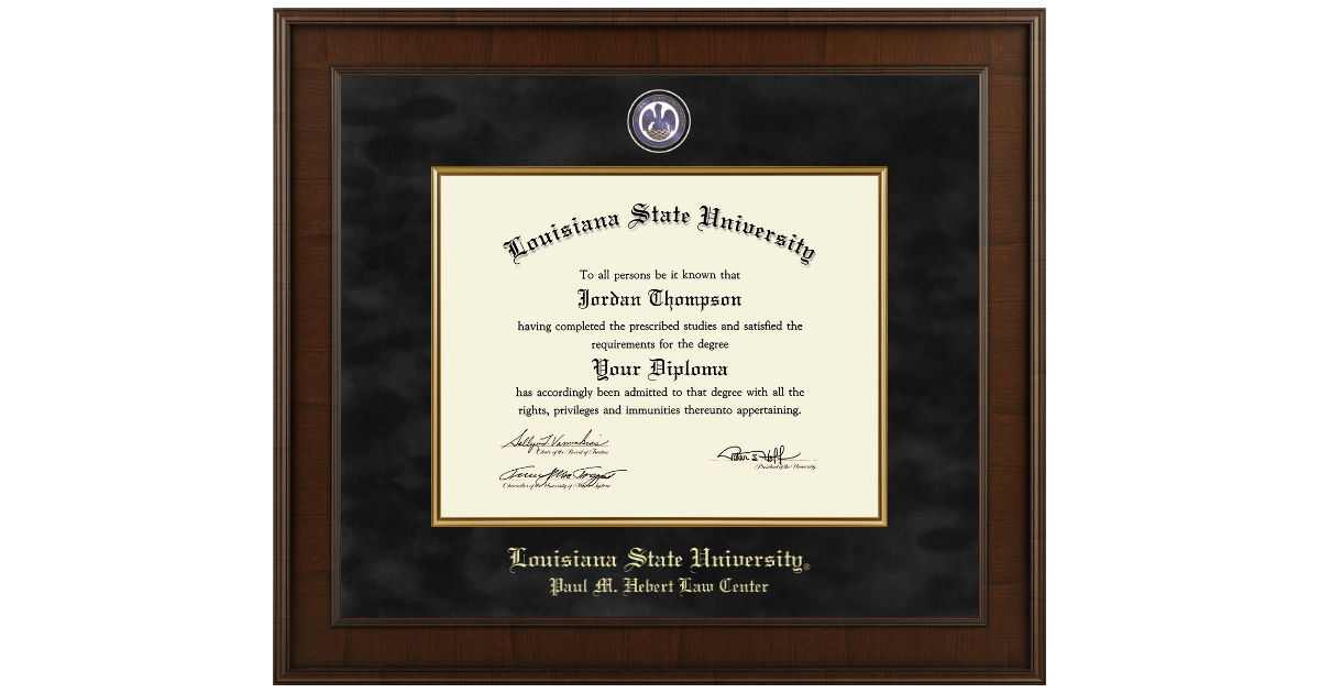 LSU Paul M. Hebert Law Center Diploma Frames | Church Hill Classics