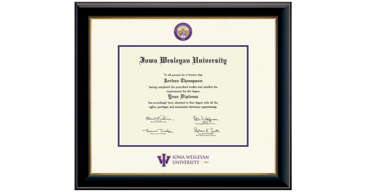 Dimensions Diploma Frame in Onyx Gold Iowa Wesleyan University - Item ...