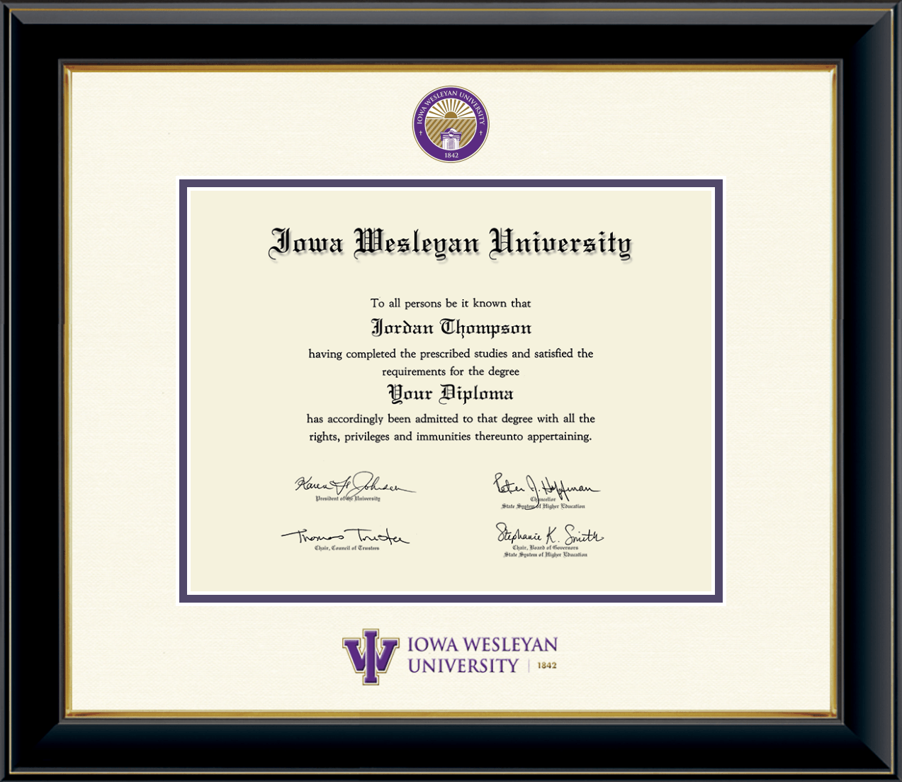 Iowa Wesleyan University Dimensions Diploma Frame in Onyx Gold - Item ...