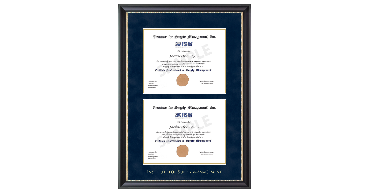 Institute for Supply Management Double Document Frame - Navy Suede and ...