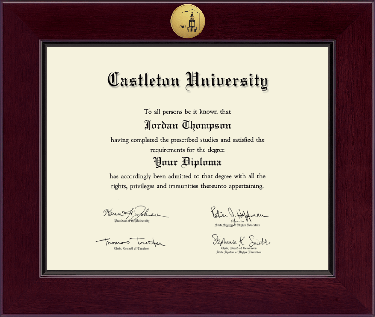 Castleton University Century Gold Engraved Diploma Frame in Cordova ...