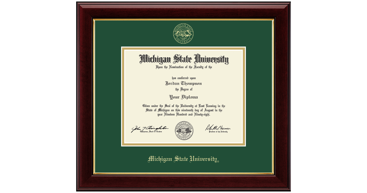 Pre-2005- Gold Embossed Diploma Frame in Gallery Michigan State ...