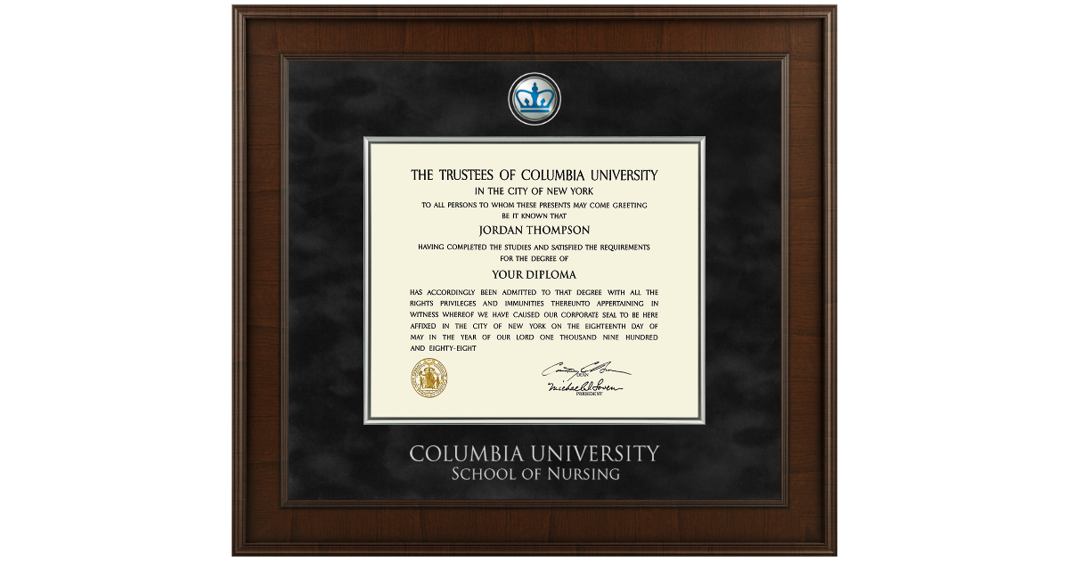 Columbia School of Nursing Diploma Frames | Church Hill Classics