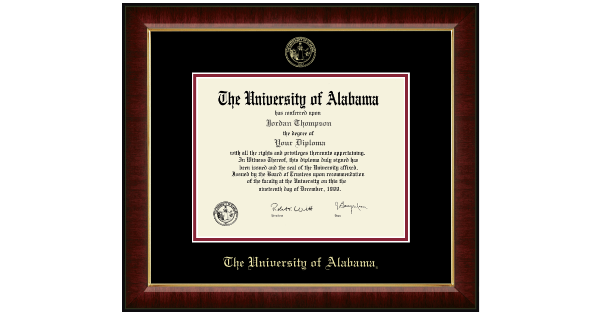 Gold Embossed Diploma Frame in Murano The University of Alabama ...